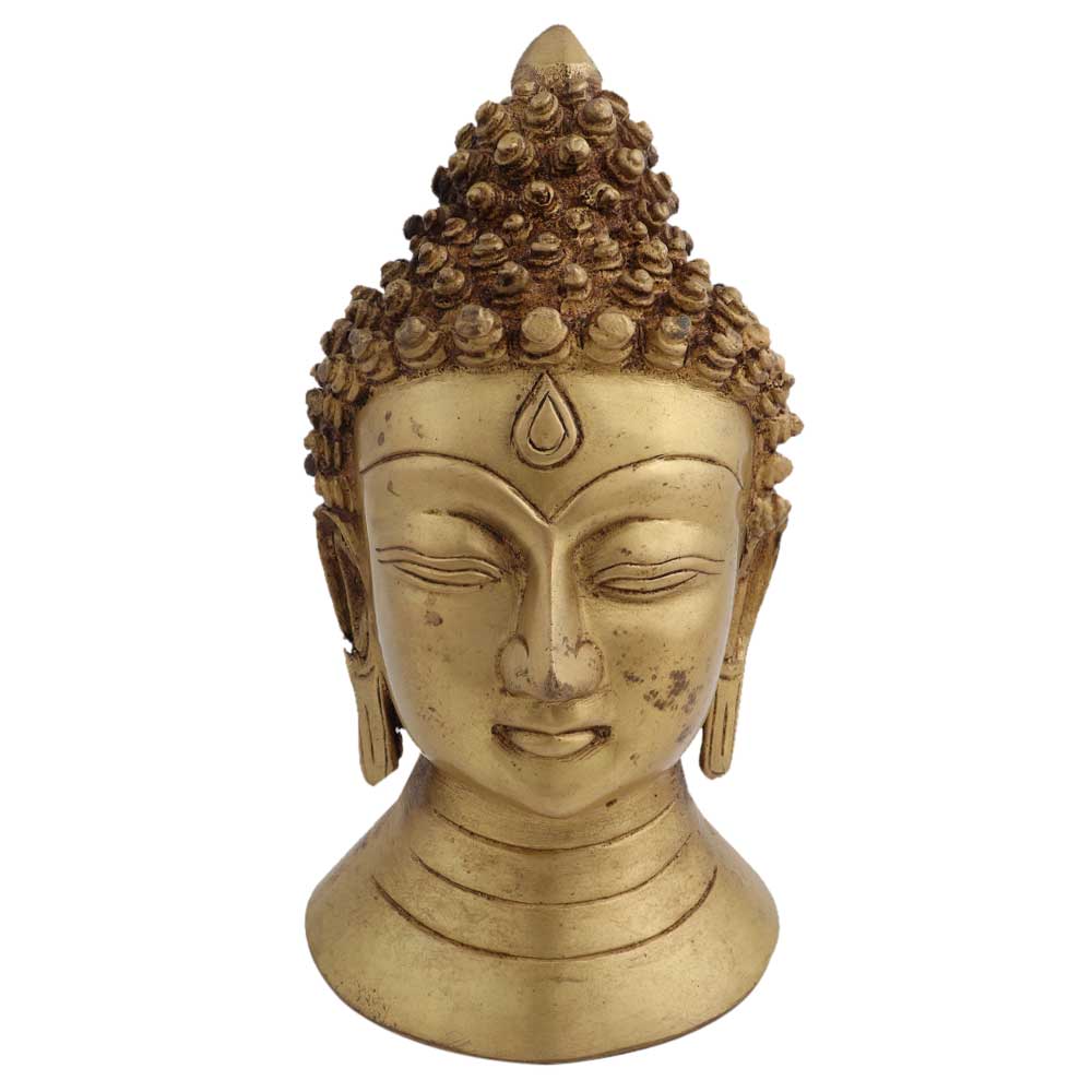 Brass Buddha Head Statue Showpiece