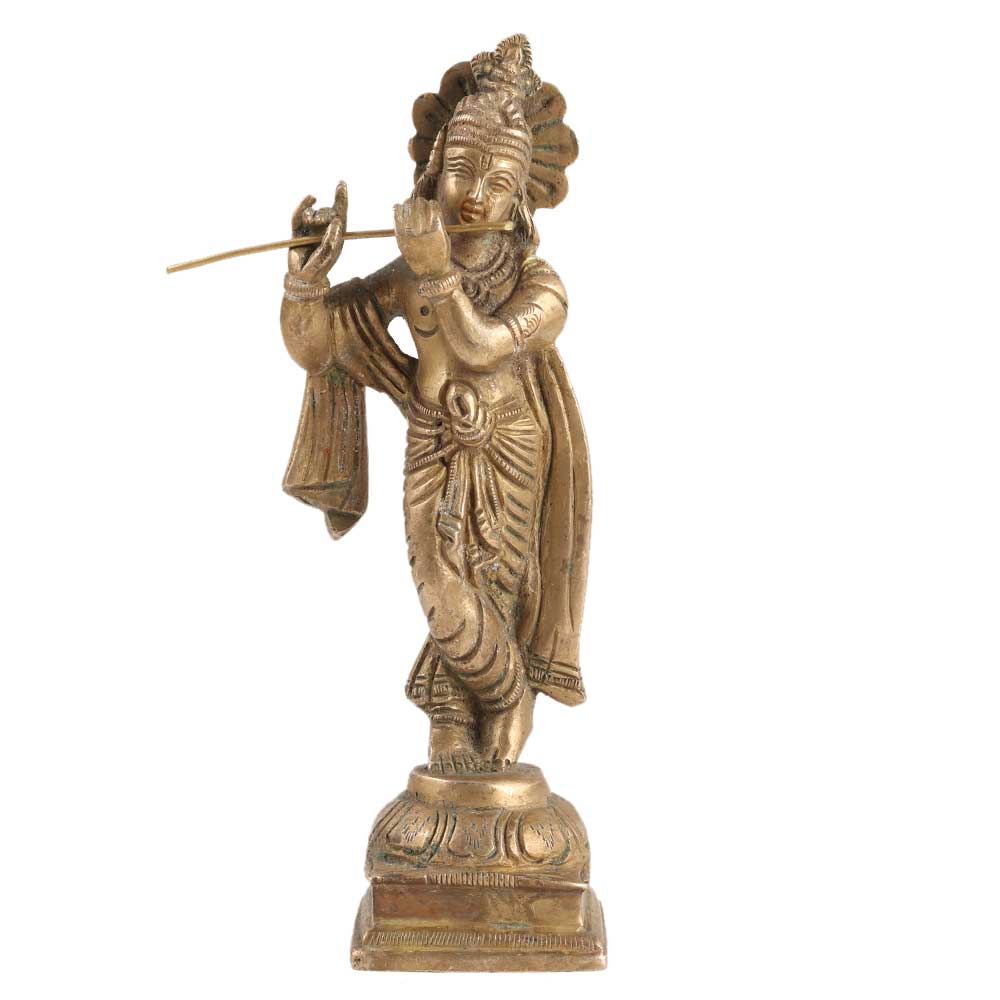 Brass Shri Lord Krishna Idol In Standing Pose