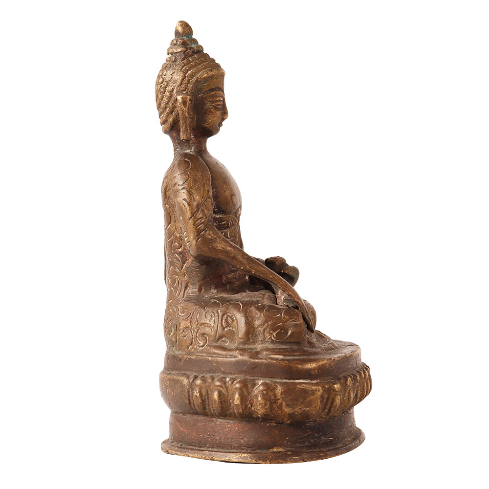 Brass Meditating Buddha Statue In Bhimisparsha Mudra