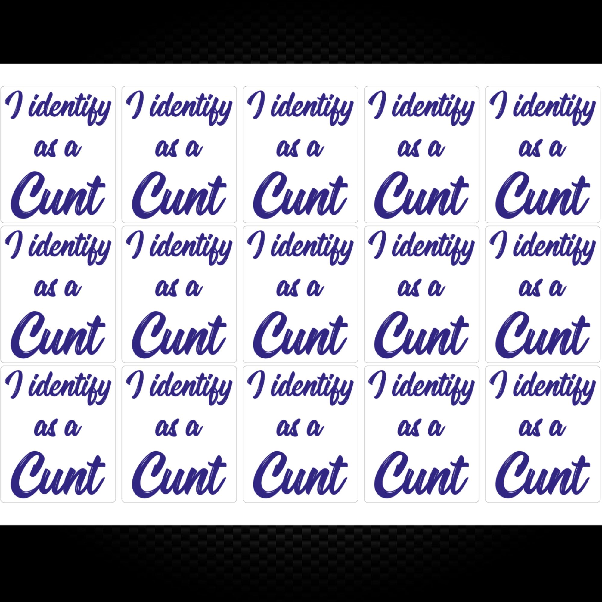 I Identify As A Cunt Sticker Pack Rude Stickers Slightly Disturbed