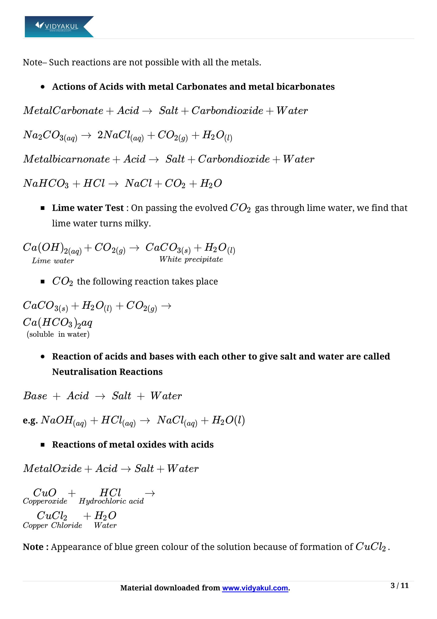 Class 10th Science Acid Bases And Salts Ncert Notes Cbse 2023