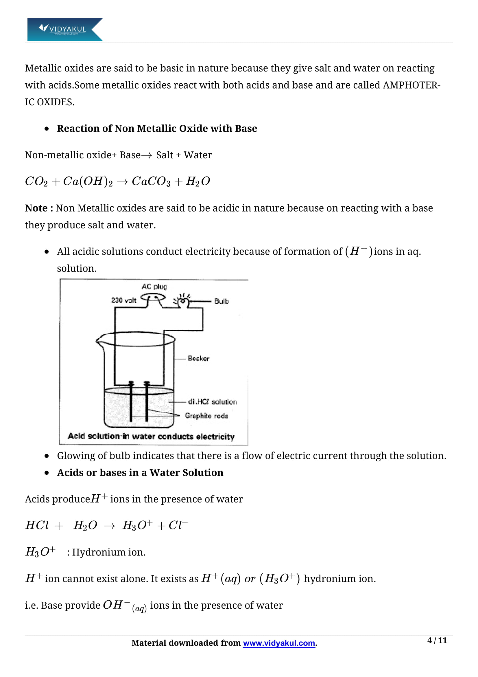 Class 10th Science Acid Bases And Salts Ncert Notes Cbse 2023