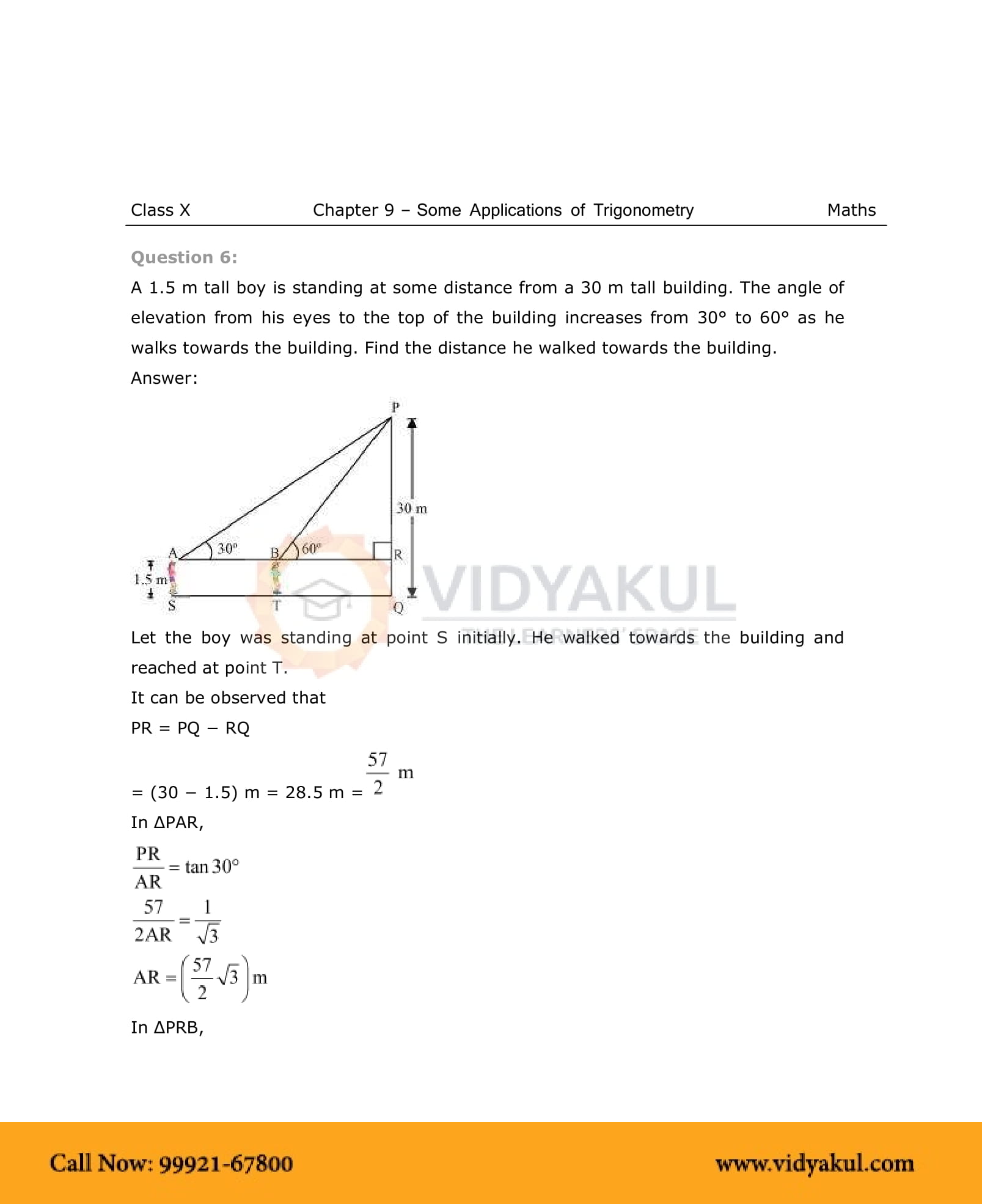 Class 10th Math Some Applications Of Trignometry Ncert Solution Cbse 2023