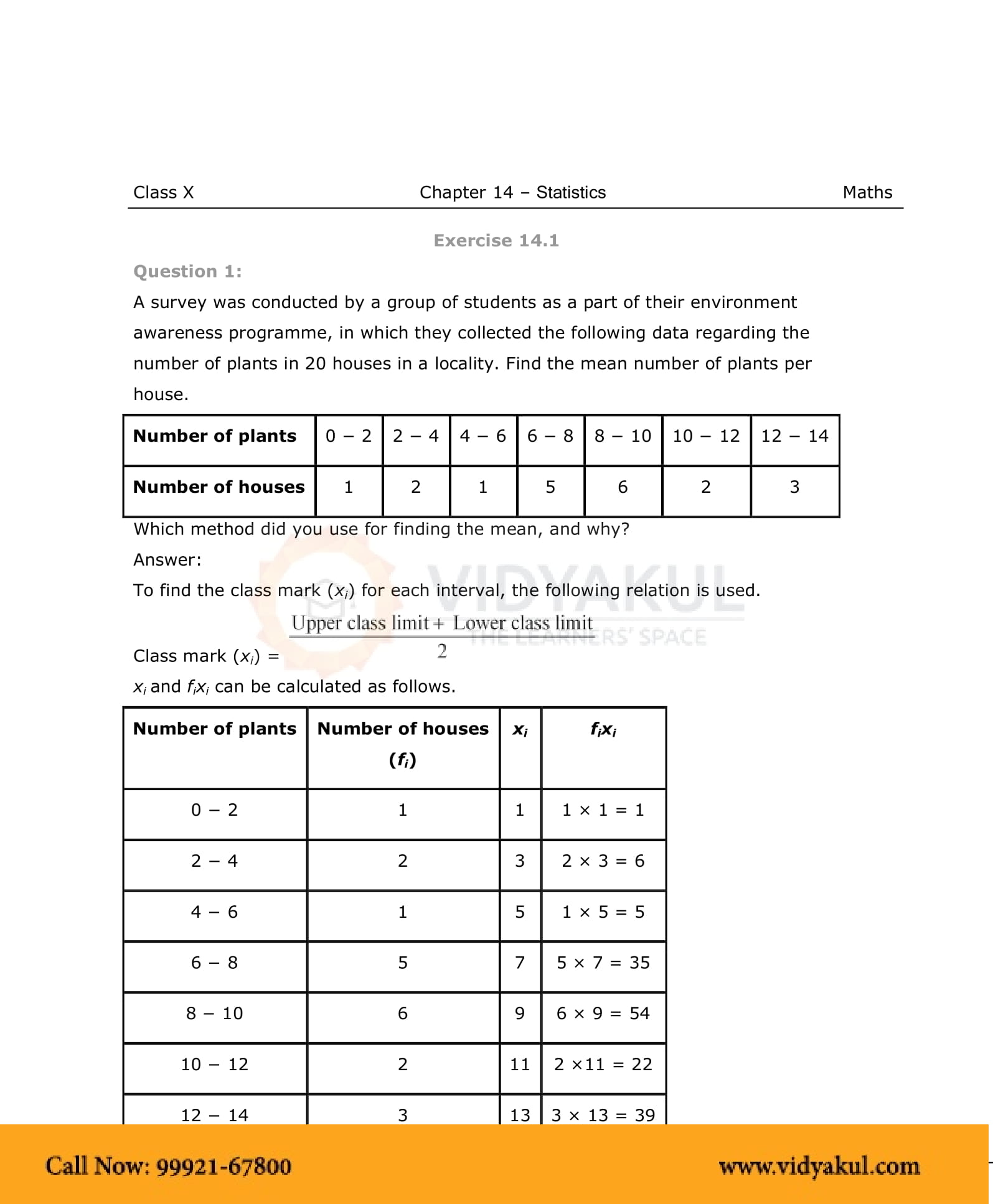 Class 10th Math Statistics Ncert Solution Cbse 2023