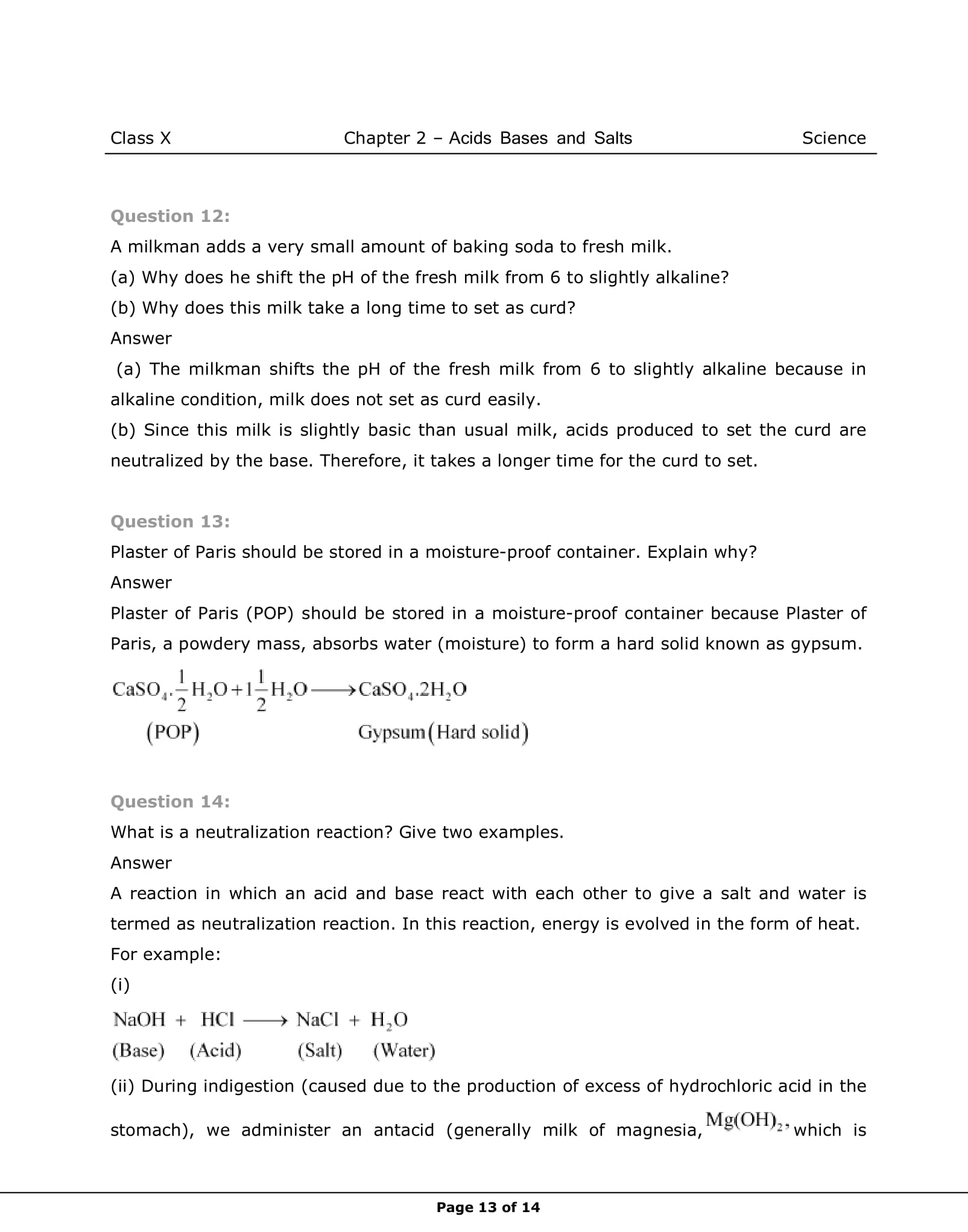 Class 10th Science Acids Bases And Salts Ncert Solution Cbse 2023