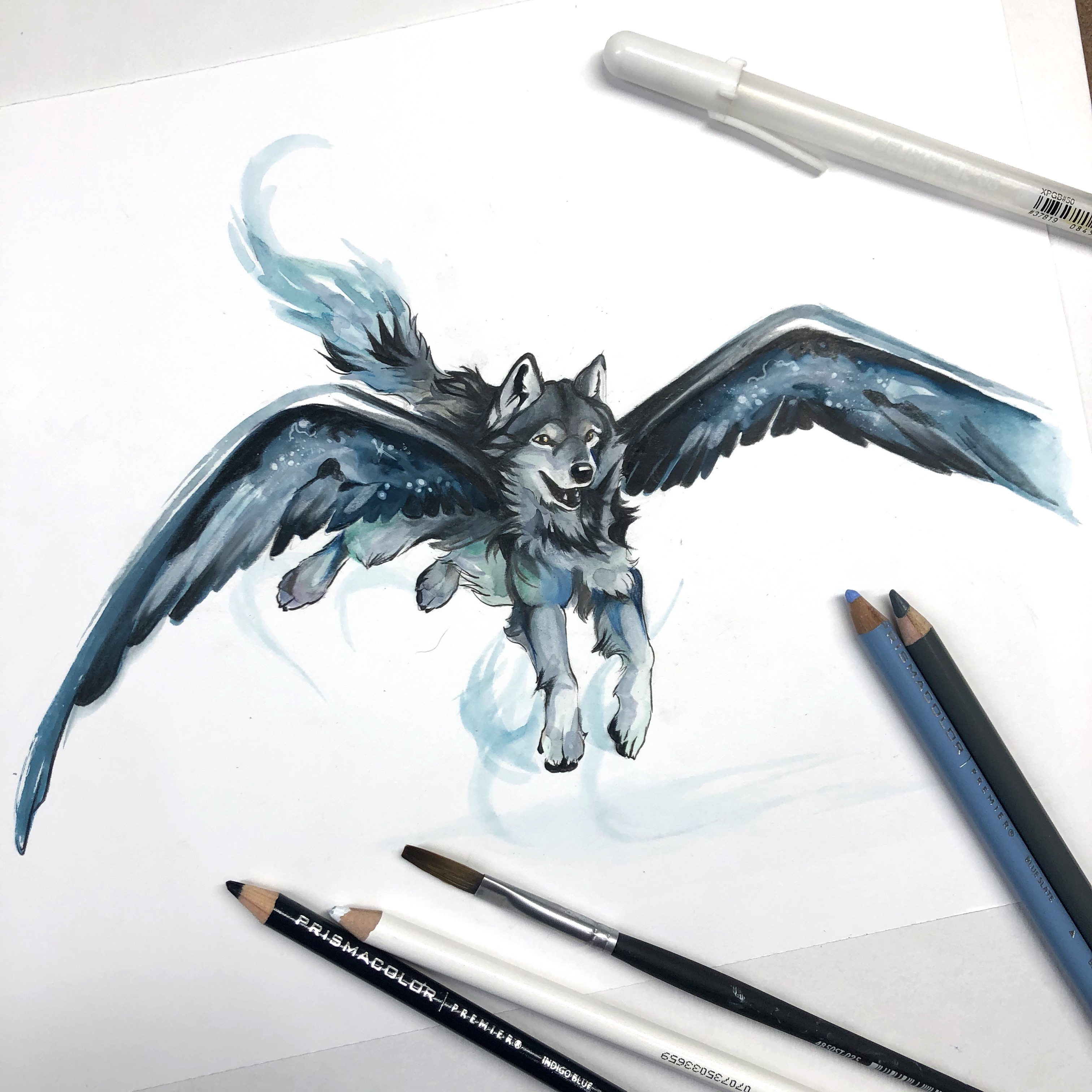 Flying Wolf Original Watercolor Illustration · Katy Lipscomb · Online