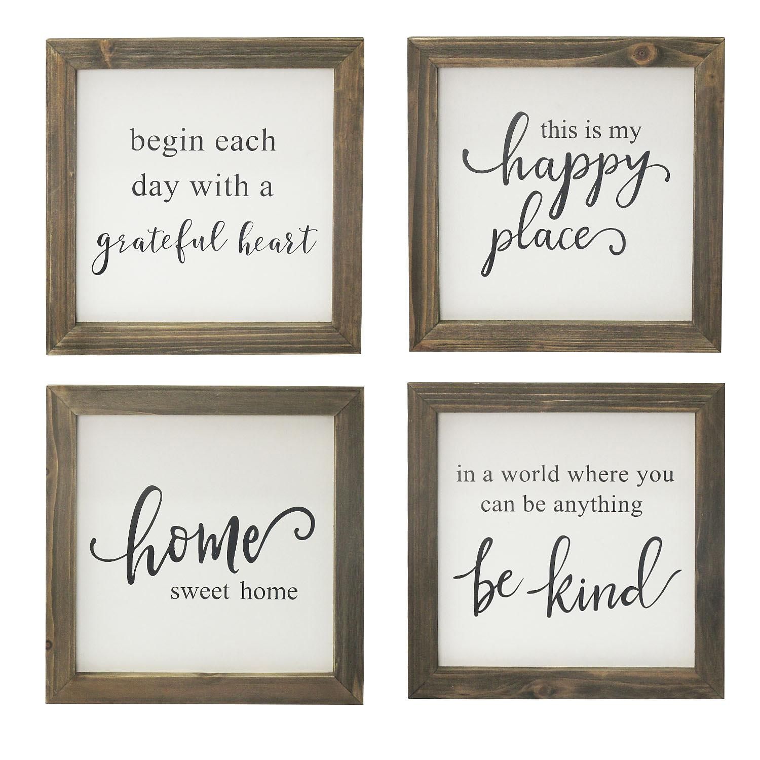 Set Of 4 Rustic Wood Farmhouse Signs Various Sayings