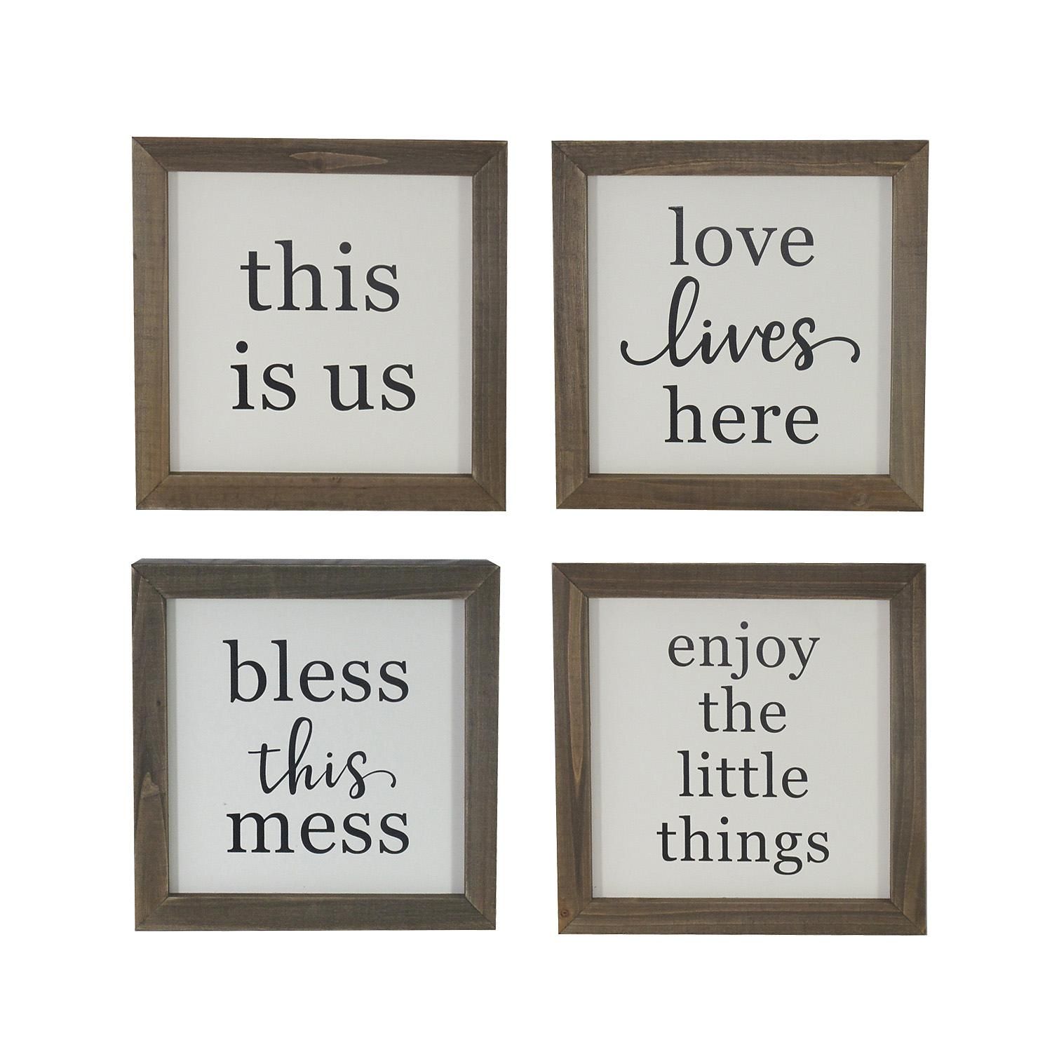 Set Of 4 Rustic Wood Farmhouse Signs Various Sayings