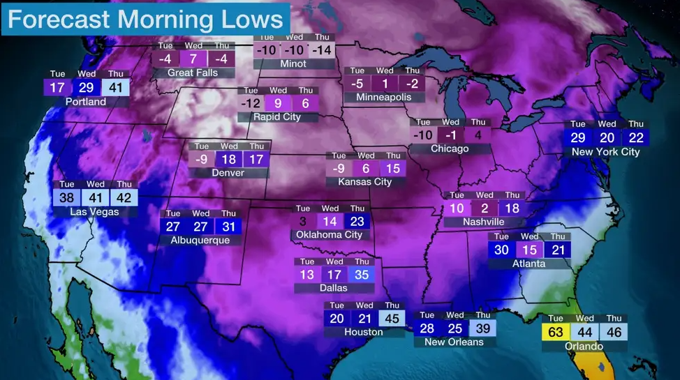 Arctic Cold Could Smash Records From The Northwest To Gulf Coast The