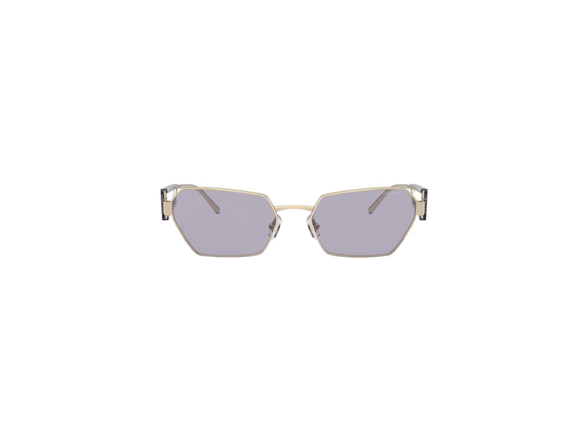 Sasom เครื่องประดับ Miu Miu Logo Sunglasses In Pale Gold Metal Frame