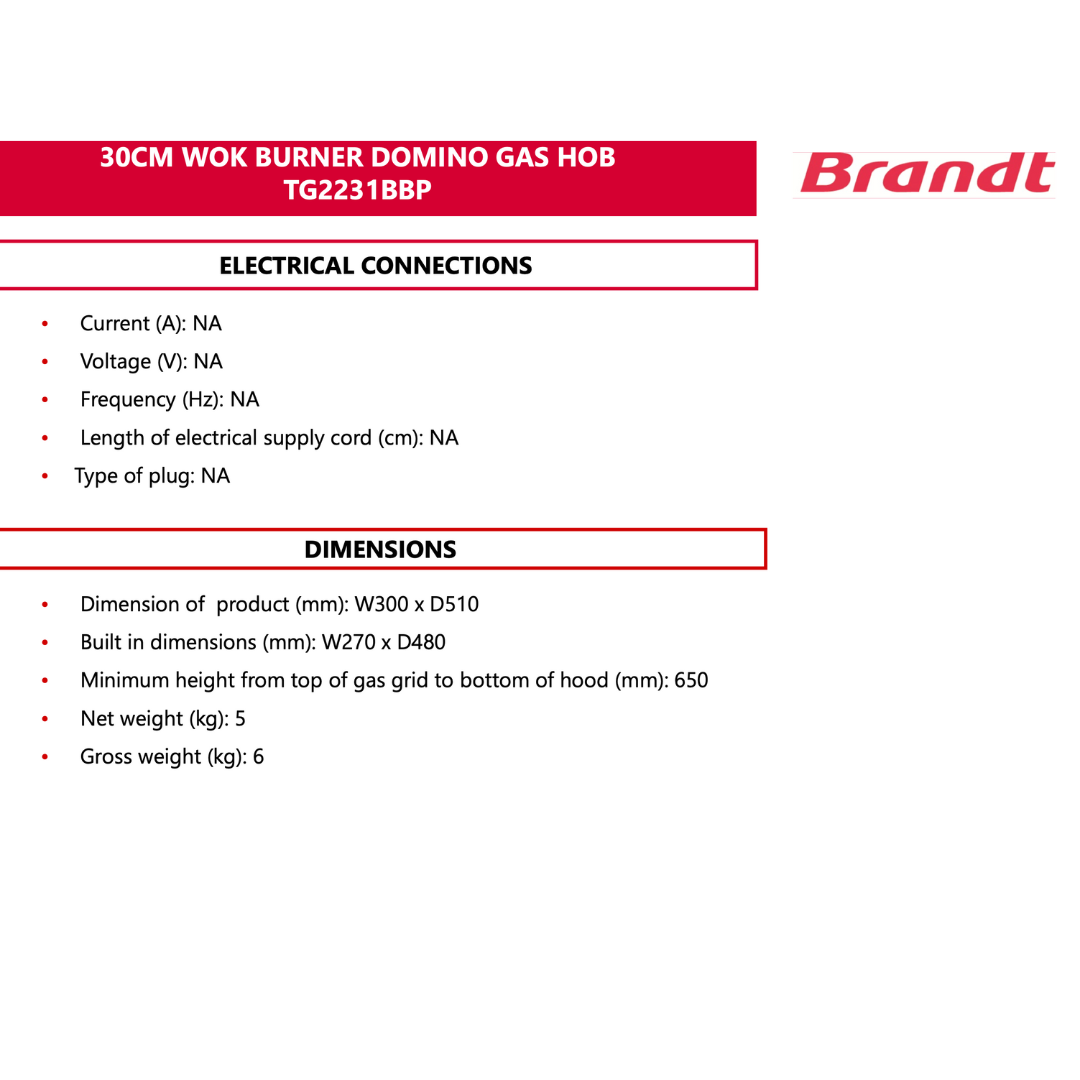 Brandt Tg2231bblbbp Gas Hob Battery Domino Gas Hob