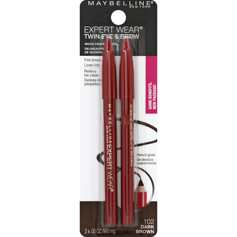 Maybelline Expert Wear Twin Eye And Brow Pencils 102 Dark Brown 006 Oz