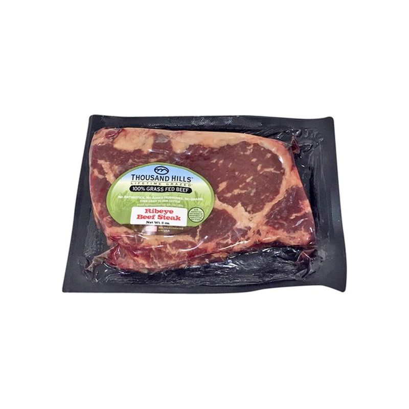 Thousand Hills Lifetime Grazed Ribeye 100 Grass Fed Beef Steak 8 Oz