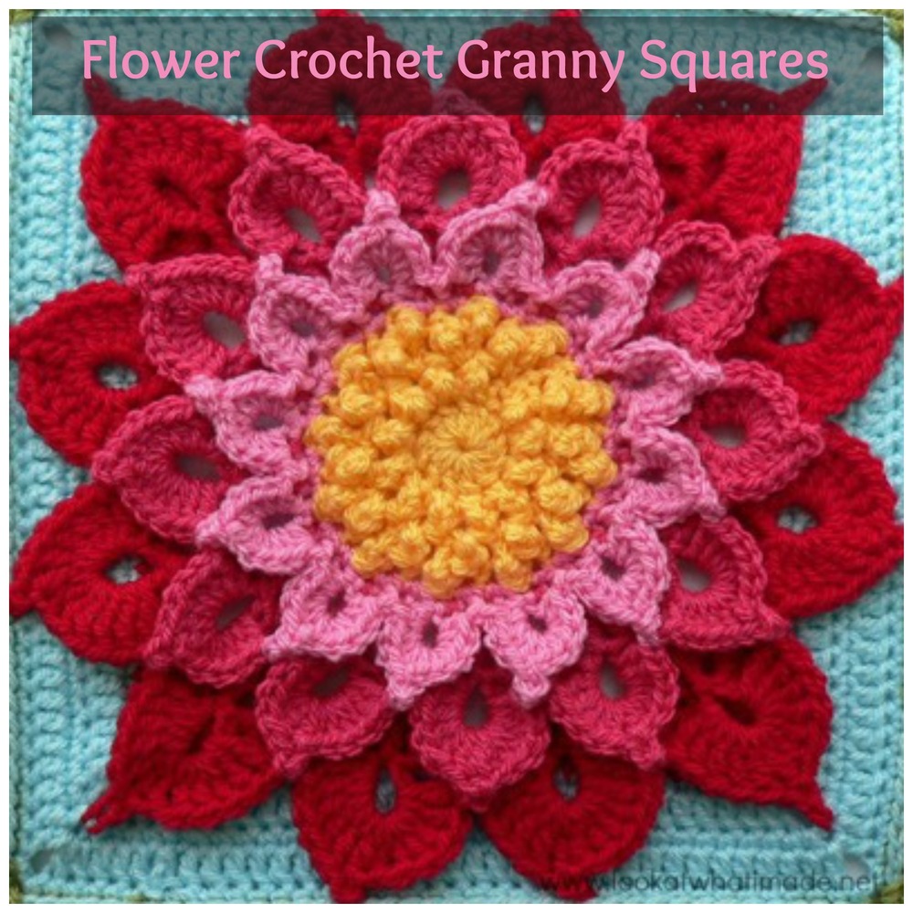 34 Flower Crochet Granny Squares