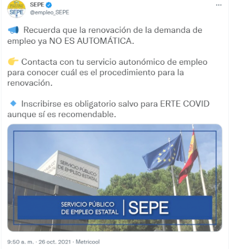 El Sepe Recuerda Que La Renovación De La Demanda De Empleo Ya No Es