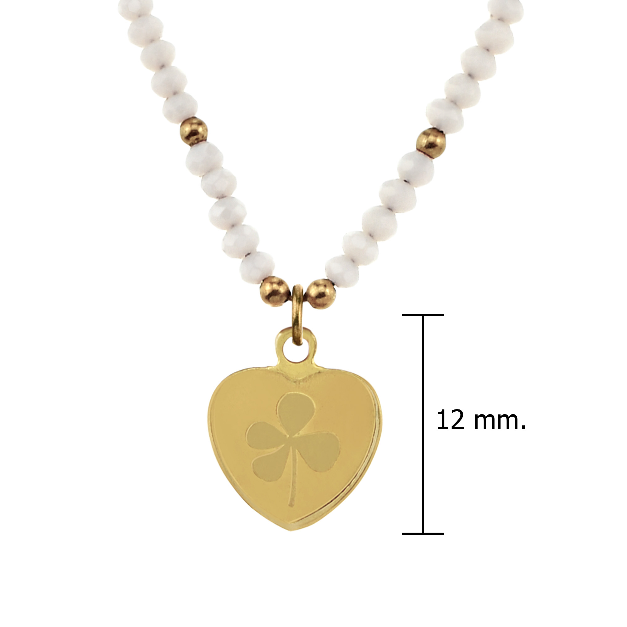 Charming Four Leaf Clover In Heart Crystal Brass Beaded Necklace Ebay