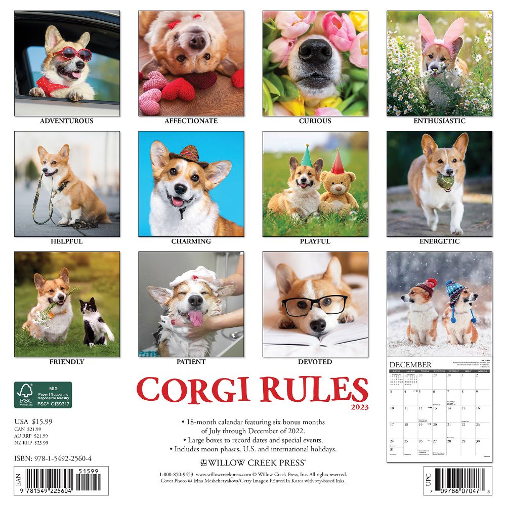 Corgi Rules 2023 Wall Calendar