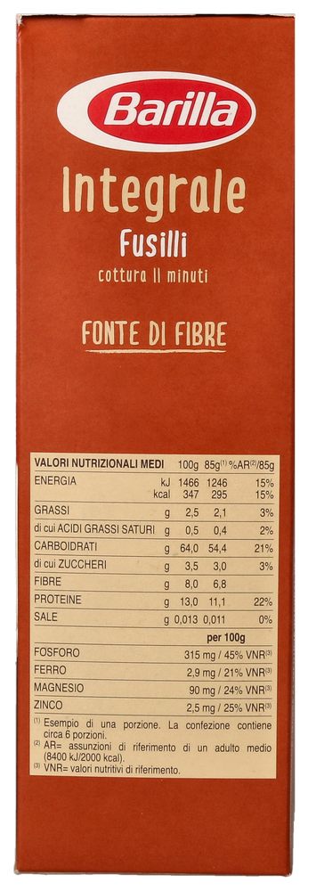 Barilla Pasta Integrale Fusilli 100 Grano Italiano Everli