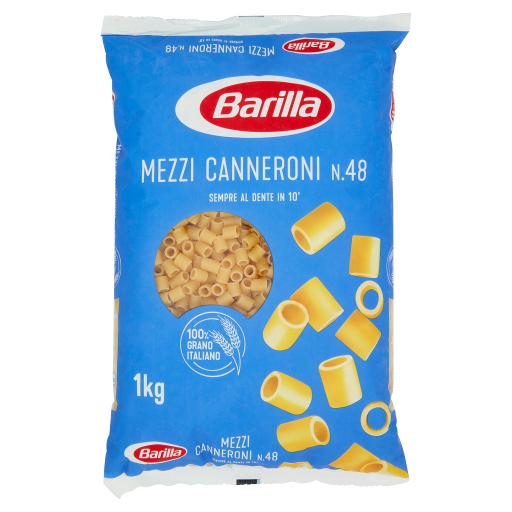 Barilla Pasta Mezzi Canneroni N48 100 Grano Italiano Cello 1kg Everli