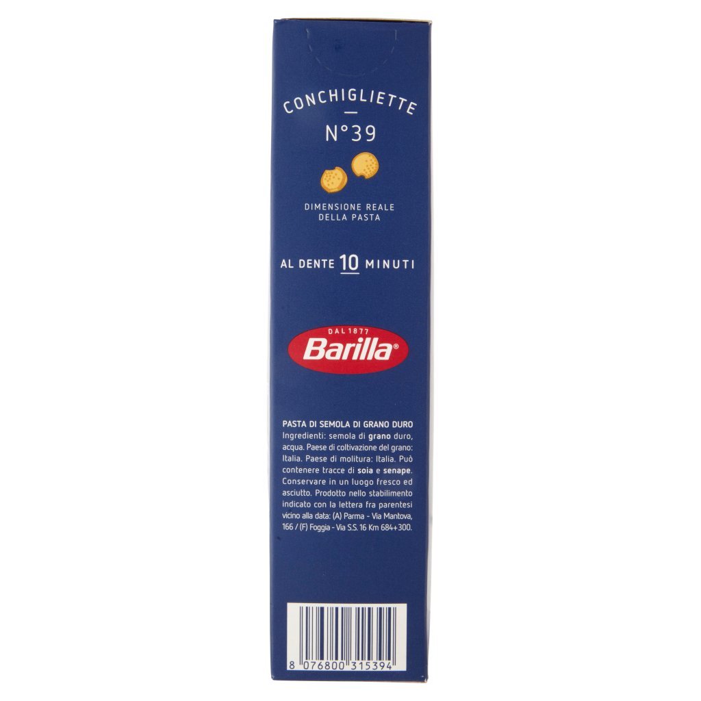 Barilla Pasta Conchigliette N39 100 Grano Italiano Everli