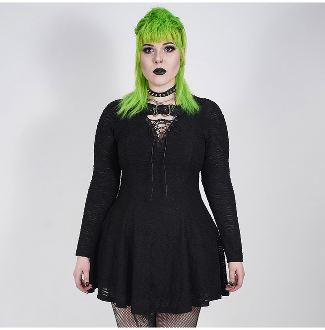 Gothic V Neck Plus Size Mini Dress Punk Rave Rebelsmarket