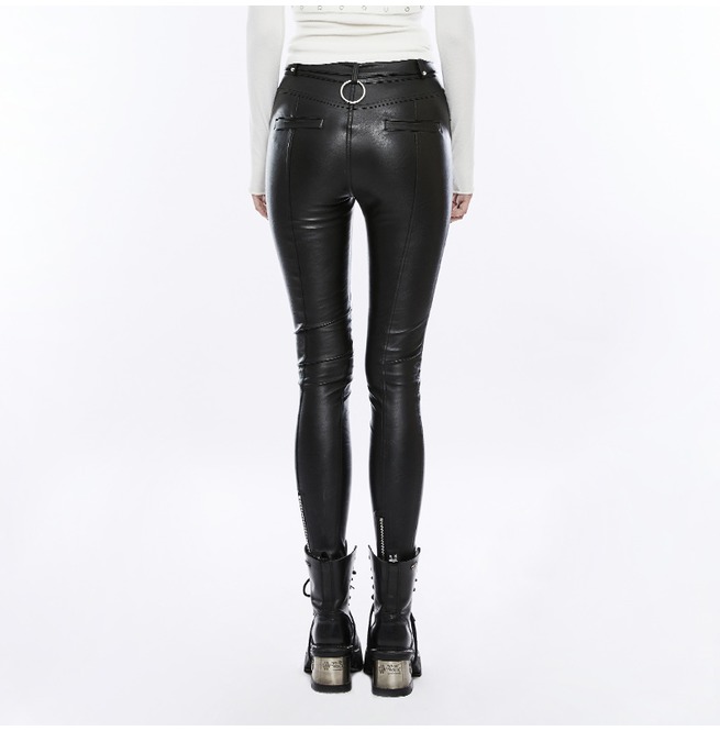 Punk Rock Black Shiny Pu Leather Slim Fit Pants For Rebelsmarket