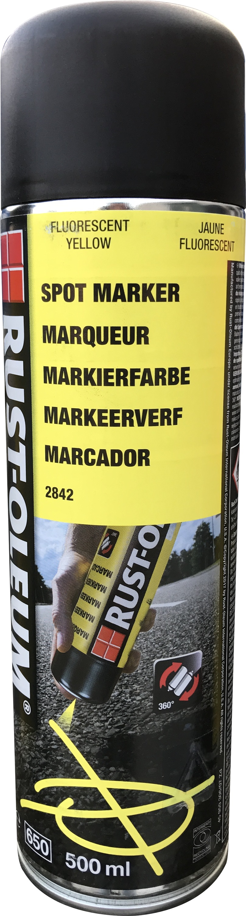 Aérosol Marquage Au Sol Fluorescent Rust Oleum Non Permanent Jaune 500ml