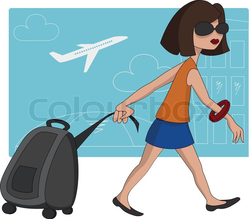 Travel Girl At The Airport Stock Vector Colourbox