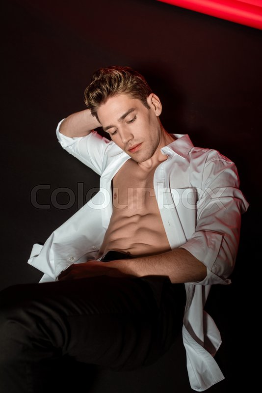 Sexy Young Elegant Man In Unbuttoned Stock Image Colourbox