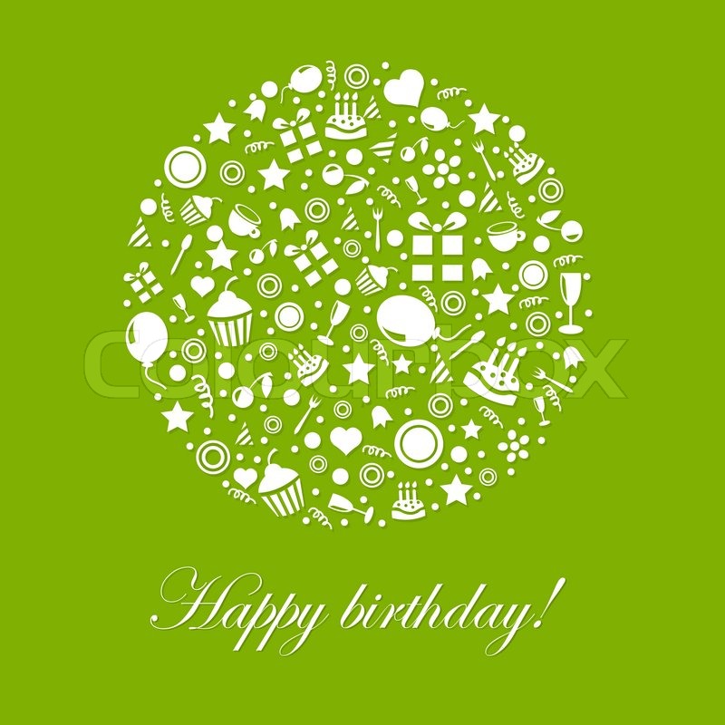 Green Happy Birthday Card Stock Vector Colourbox