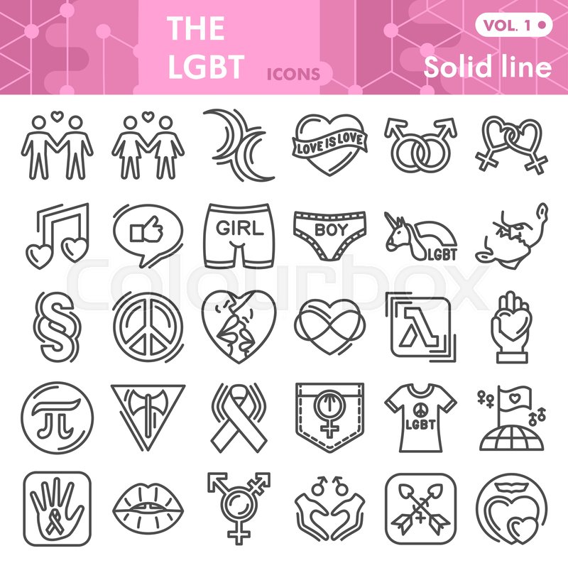 Lgbt Line Icon Set Gender Symbols Stock Vector Colourbox