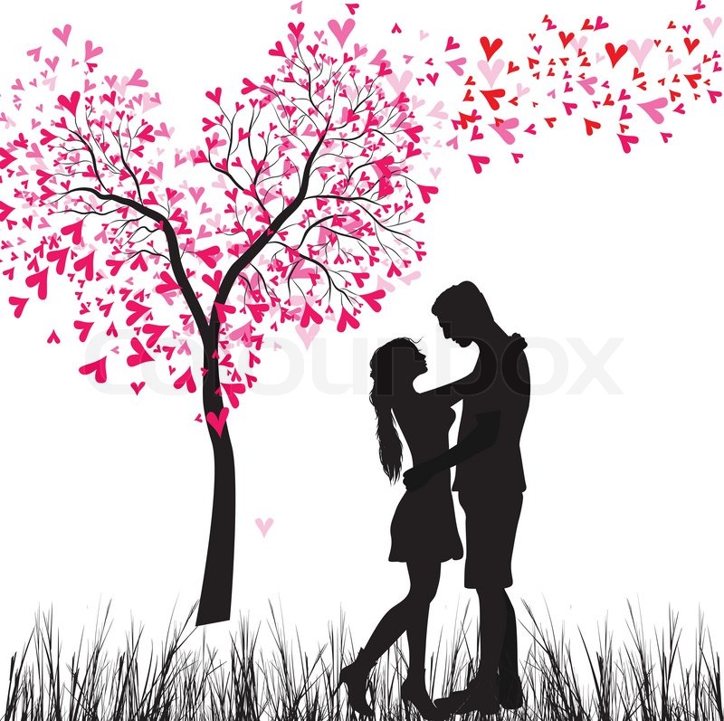 Man And Woman In Love Valentine Day Background Young Couple Under The