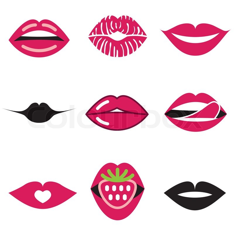 Schöne Lippen Icons Set Stock Vektor Colourbox