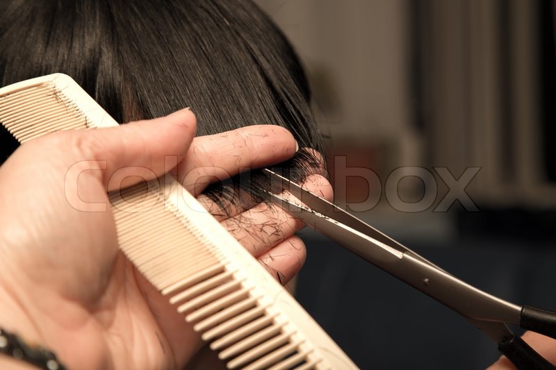 Herren Haarschnitt Beim Friseur Schere Stock Bild Colourbox