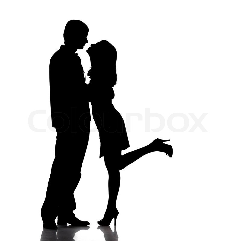 Silhouette Of Couple In Love Kiss Stock Image Colourbox