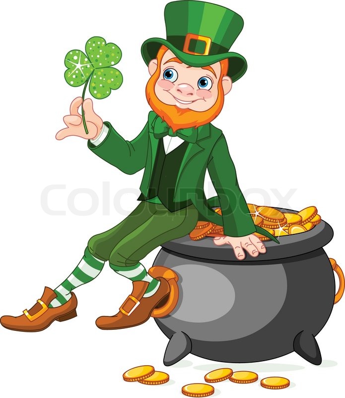 Cute Cartoon Leprechaun Sitting On Stock Vector Colourbox