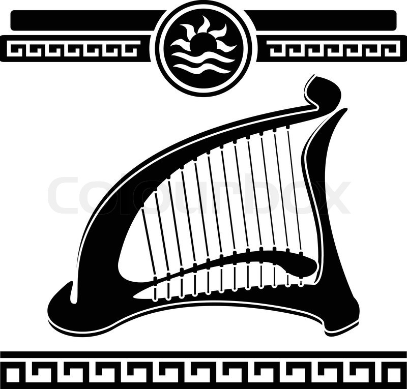 Ancient Harp Stencil Vector Stock Vector Colourbox