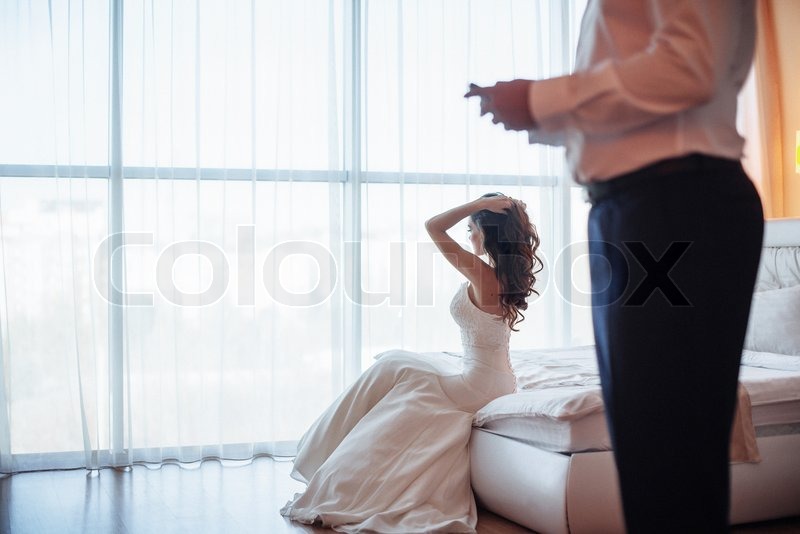 Wedding Couple In Hotel Room Stock Image Colourbox