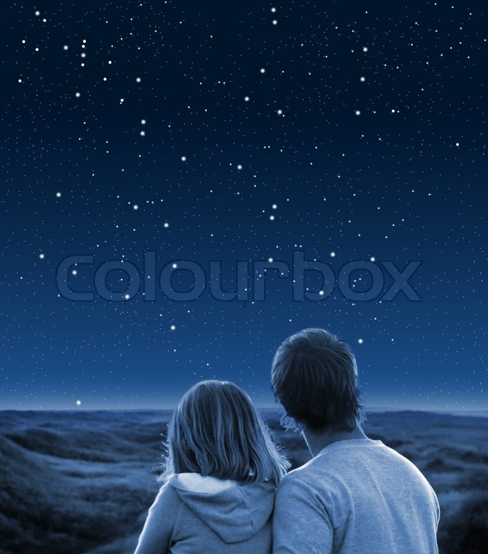 Couple Under Starry Sky Stock Image Colourbox