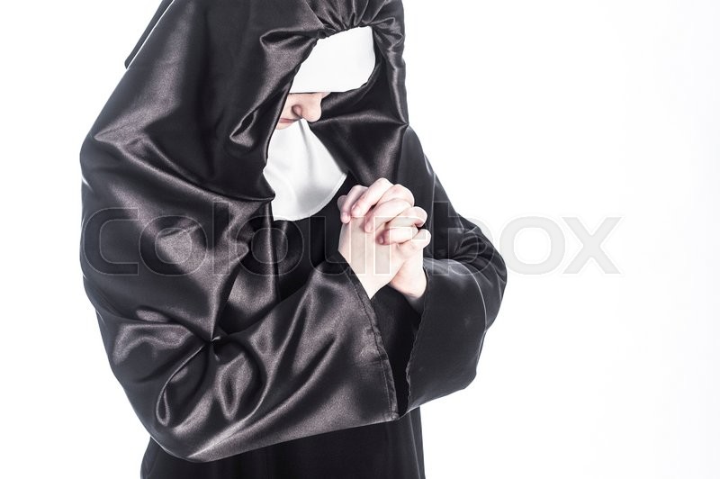 Young Nun Prays Photo On White Stock Image Colourbox