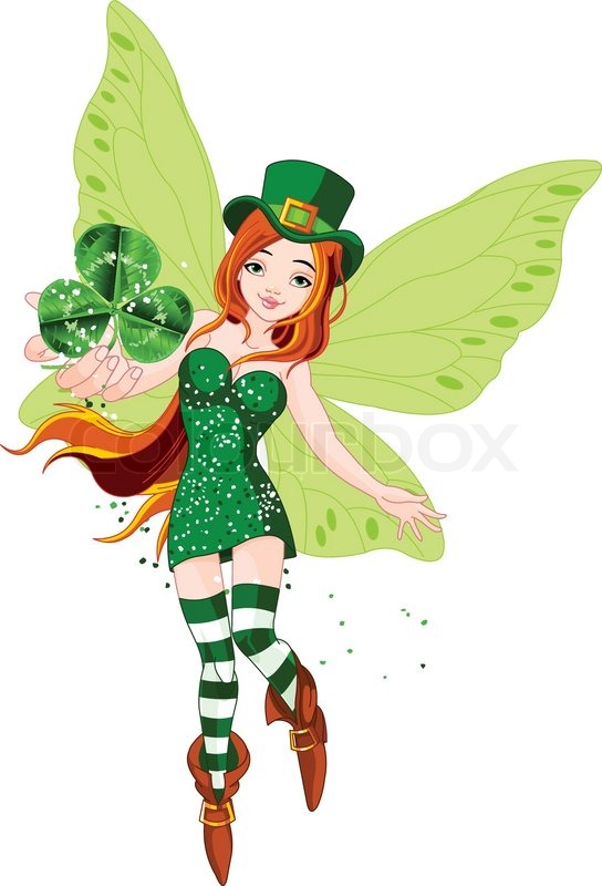 Illustration Of Beautiful St Patricks Day Fairy Holding Clover