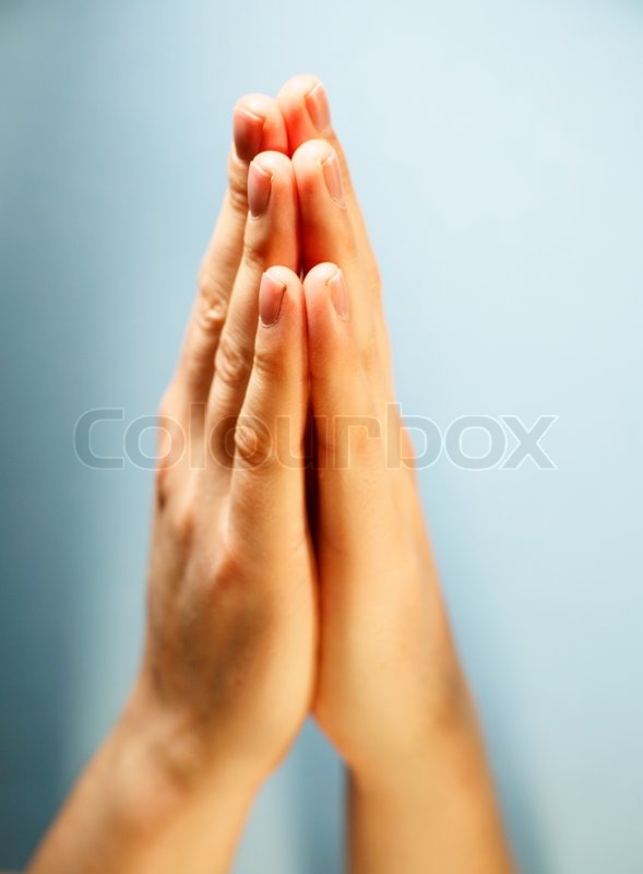 Hands Clasped In A Prayer Stock Image Colourbox