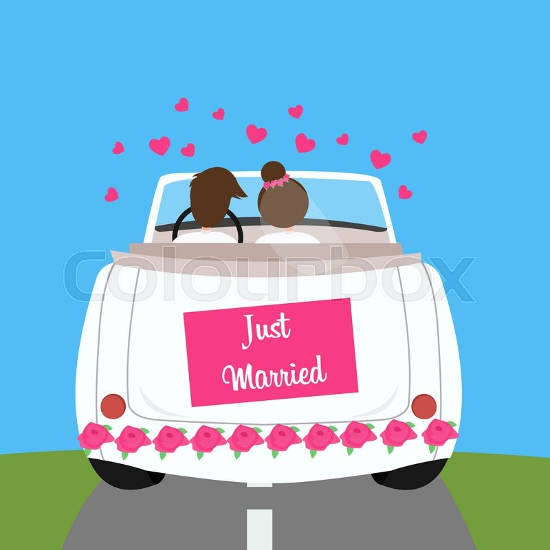 Just Married Wedding Car Couple Stock Vector Colourbox