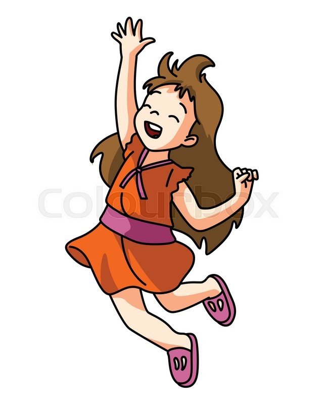 Happy Girl Jump Stock Vector Colourbox