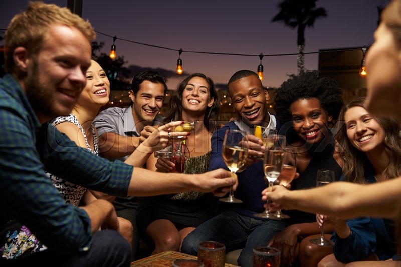 Group Of Friends Enjoying Night Out At Stock Image Colourbox