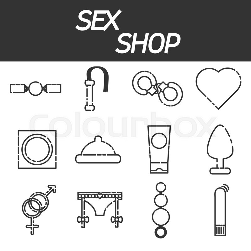 Sex Shop Icon Set Sex Toys Bdsm Stock Vector Colourbox