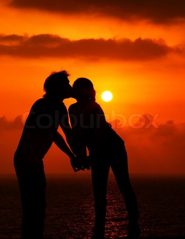 Happy Couple Romantically Kissing At Stock Image Colourbox