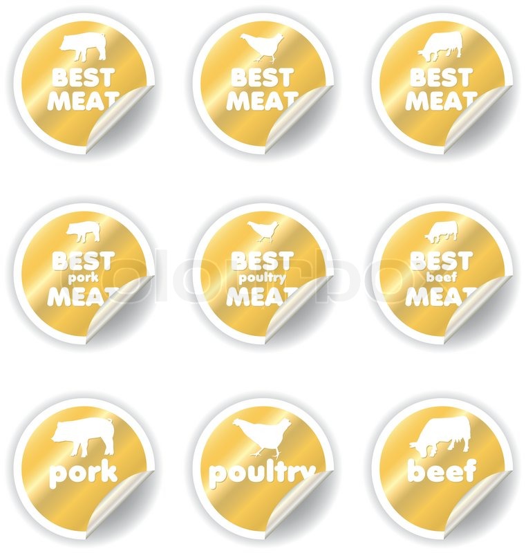 Stickers Set Pork Poultry Beef Stock Vector Colourbox