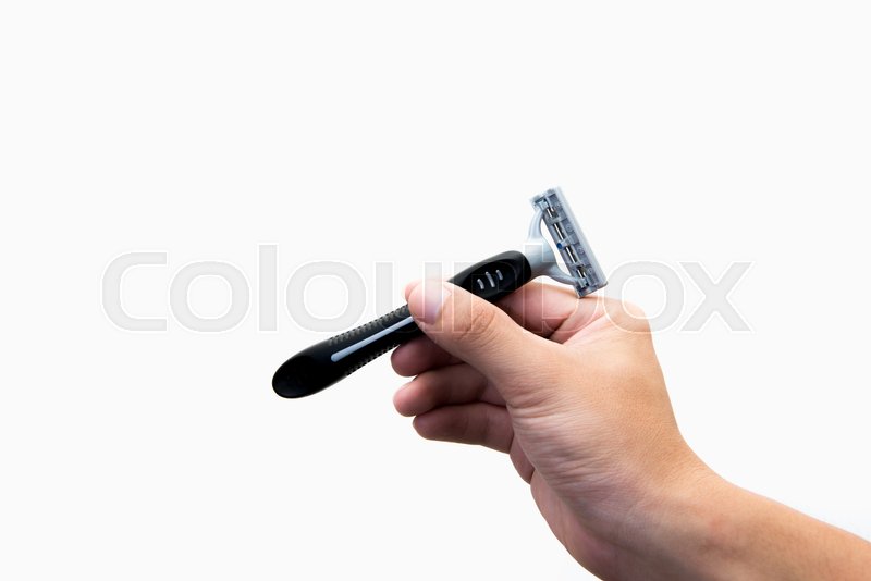 Hand With Shaving Razor On A White Stock Image Colourbox