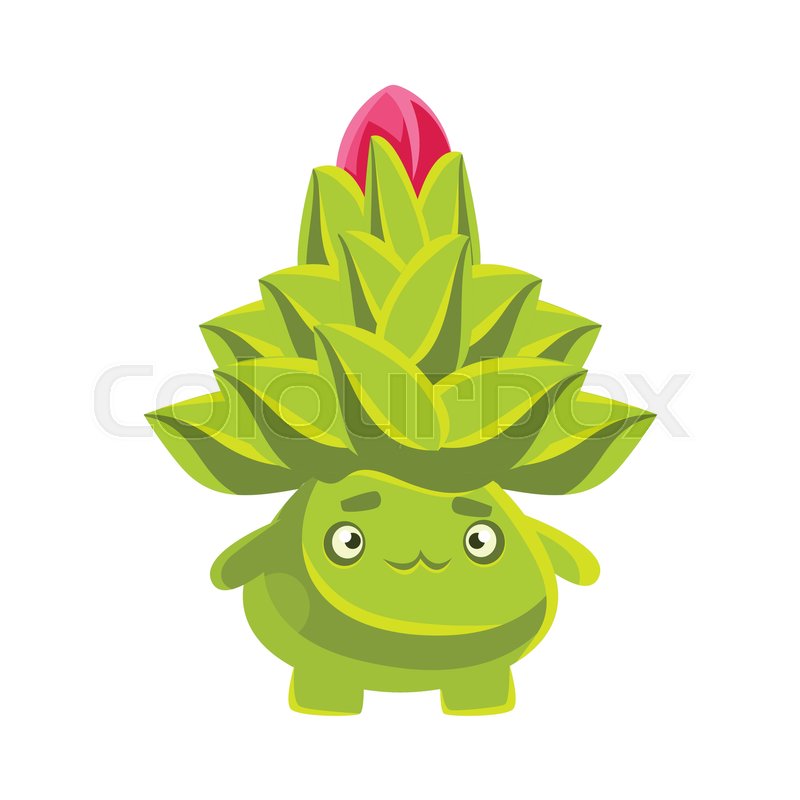 Funny Sad Succulent Emoji Cartoon Emotions Character Vector